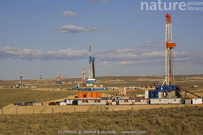 Stock photo of Gas drilling rigs near Pinedale, Wyoming, USA. Available ...