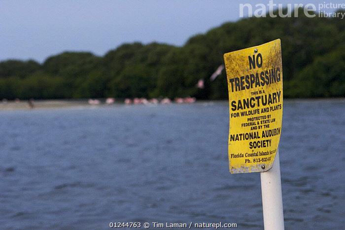 Stock photo of No trespassing sign at the National Audubon Society ...
