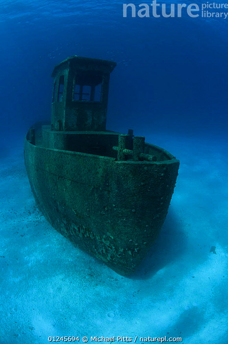 Stock photo of Wreck of tugboat ''Blue Plunder'', Nassau, Bahamas. One ...