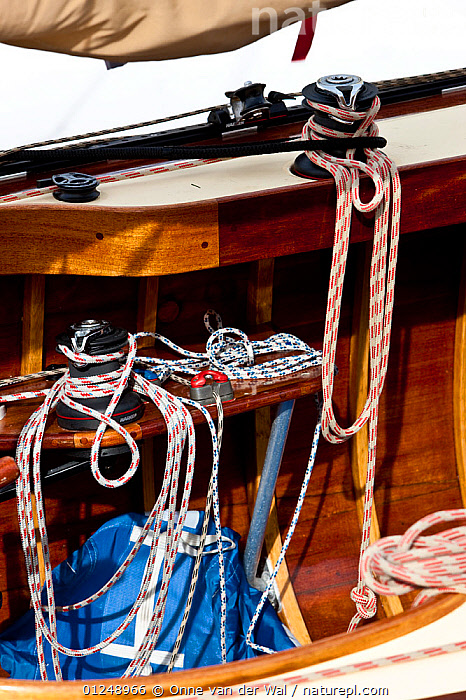 Stock photo of Messy ropes aboard a 6 Metre Class yacht, World ...