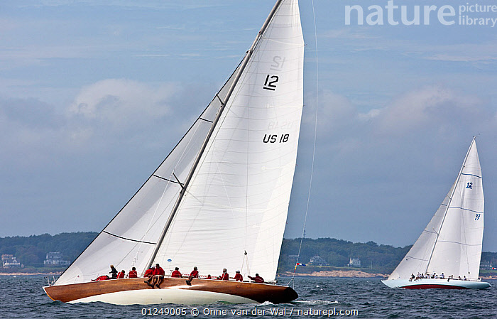 Stock photo of Two yachts racing at the 12 Metre World Championships ...