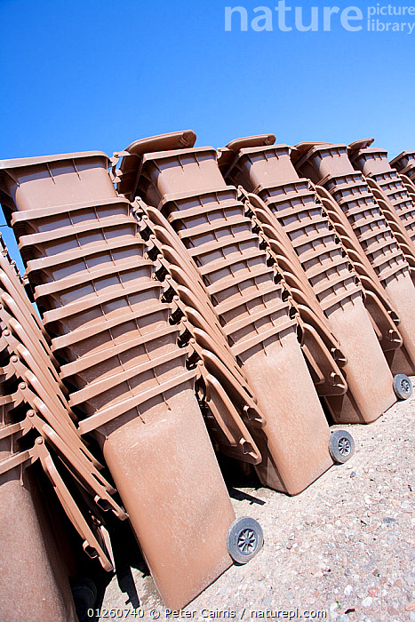 Stock photo of Compost recycling bins stacked up for distribution ...