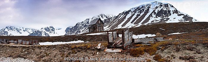 Stock photo of Derelict remains of an old mineral mining hut and rail ...