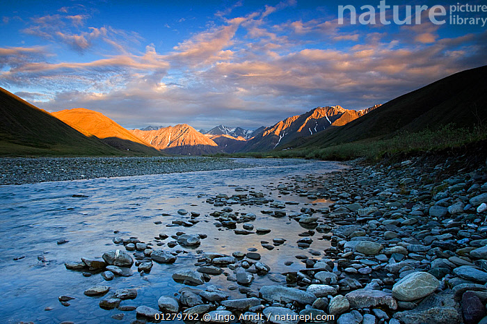 Stock photo of Kongakut River with mountains in early light, Arctic ...