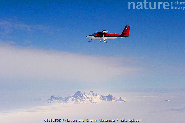 Stock photo of Aircraft flying over polar landscape, Antarctica ...