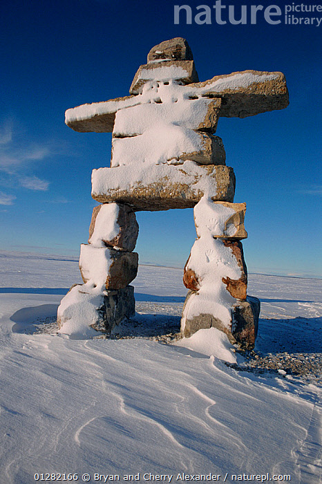 Stock photo of Large Inukshuk built at Igloolik in 2000 to commemorate ...