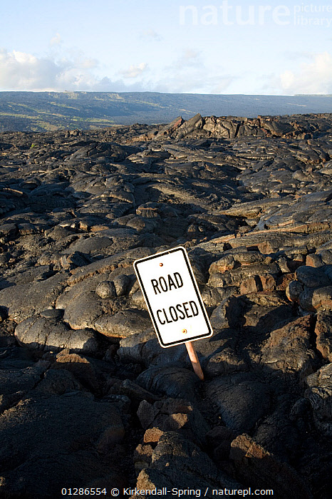 Stock photo of Lava flow over the Chain of Craters Road, with road ...