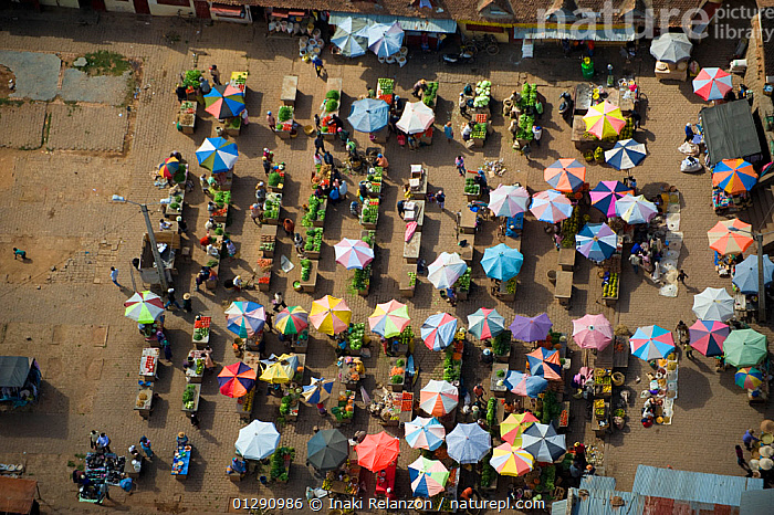 Stock photo of Aerial view of street market stalls in a town near Tana ...