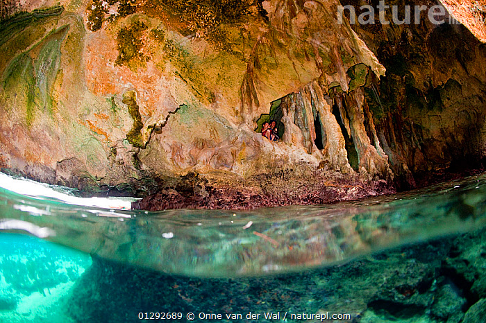 Stock photo of People exploring a cave in the Exumas, Bahamas ...