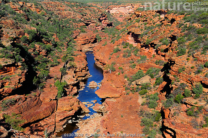 Stock photo of Aerial view of Murchison river gorge, Kalbarri National ...