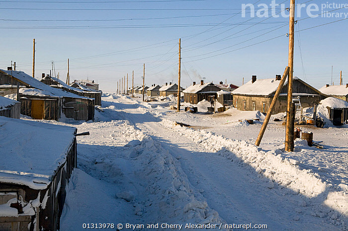 Stock photo of Snow covered street in the native Chukchi village of ...
