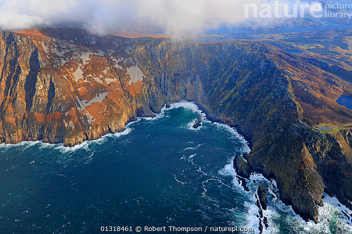 Stock photo of Aerial view of cliffs at Bunglass bay, Slieve League ...