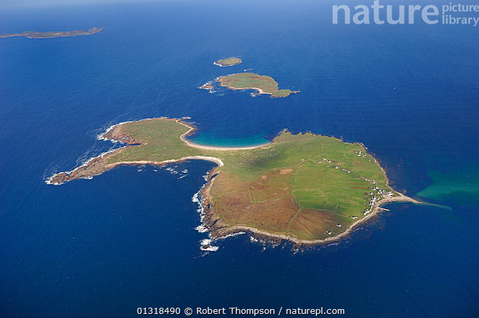 Stock photo of Aerial view of Inishbofin island, County Donegal ...