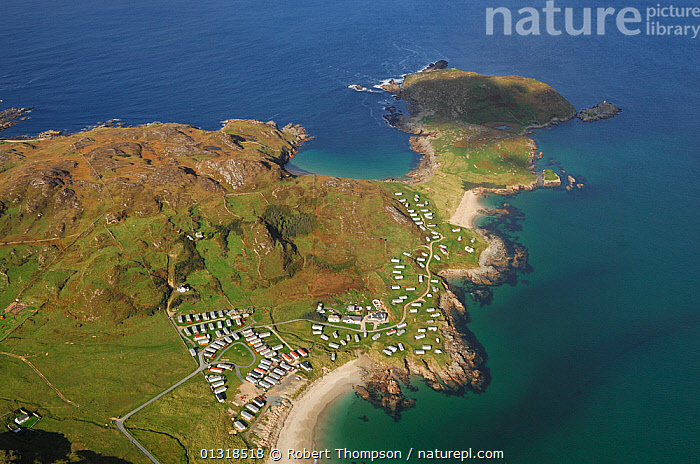 Stock photo of Aerial view of caravan park at Melmore Head, County ...