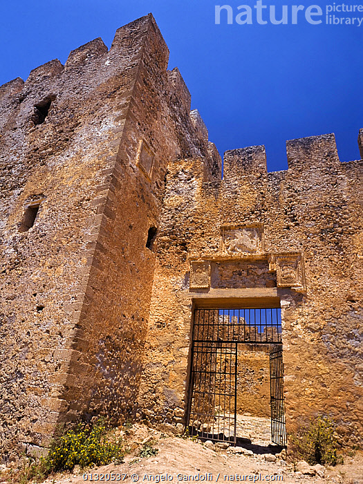 Stock photo of Gated side entrance at the castle of Frangocastelo ...