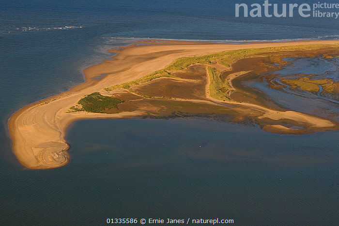 Stock photo of Aerial view of Blakeney Point, sand spit and sand dunes ...