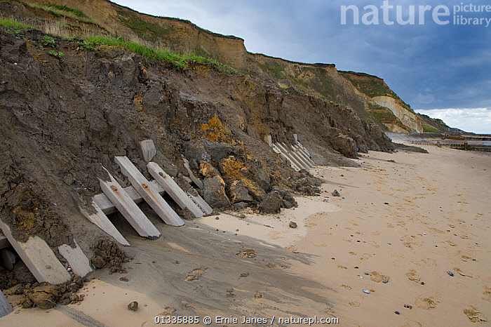 Stock photo of Crumbling cliffs caused by coastal erosion, Overstrand ...