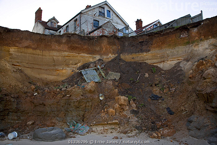 Stock photo of Collapsed rock from cliff, coastal erosion, Happisburgh ...