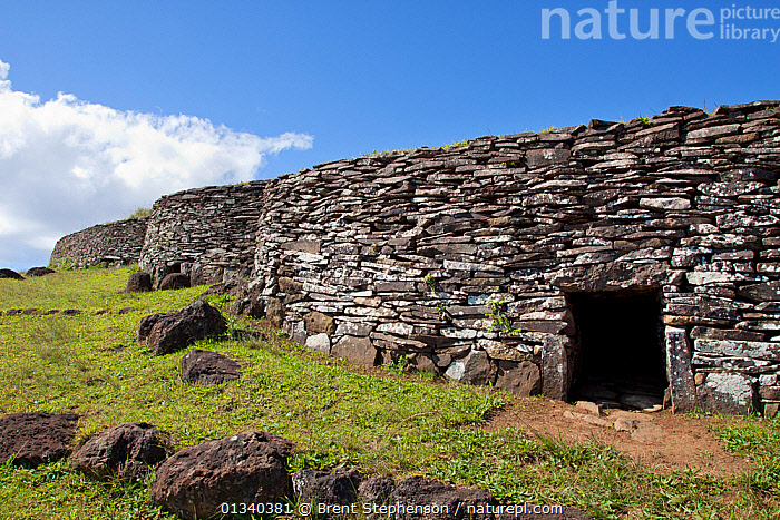 Stock photo of Restored houses at the stone village at Orongo. Easter ...