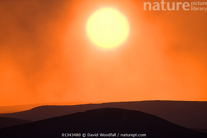 Stock photo of Sunset with snow storm over moorland, Peak District NP ...