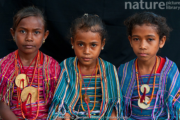 Stock photo of Portrait of three young East Timorese girls in ...