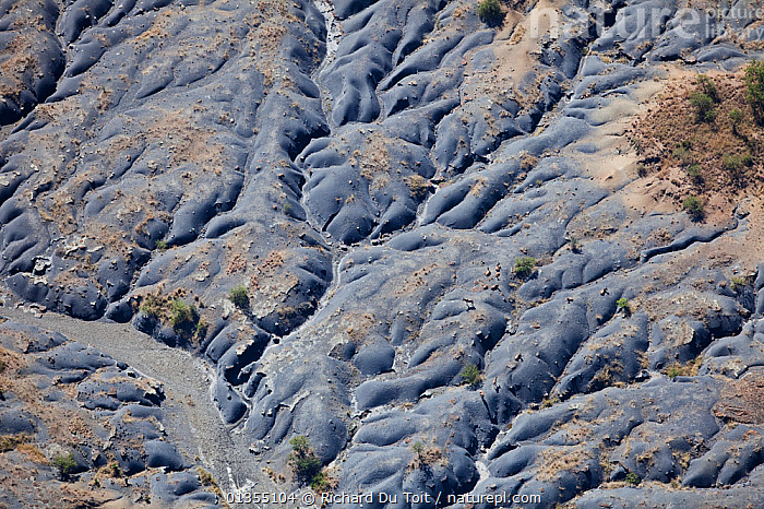Stock photo of Aerial photo of hillside gully erosion, KwaZulu Natal ...