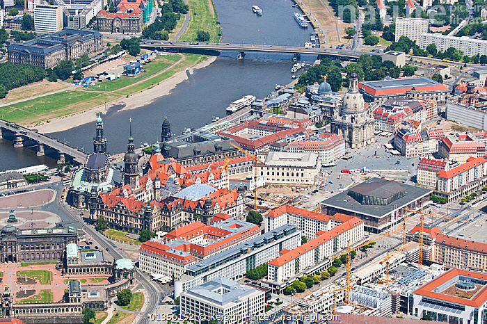 Stock photo of Aerial view of the historic city centre of Dresden, with ...