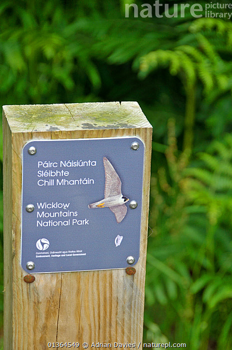 Stock photo of Wicklow Mountains National Park sign, Glendalough ...