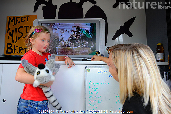 Stock photo of Casey Dean with RSPB staff member Emma Cambell attending ...