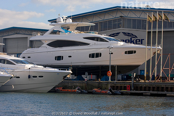 Stock photo of Luxury motorboat on display outside the Sunseeker ...
