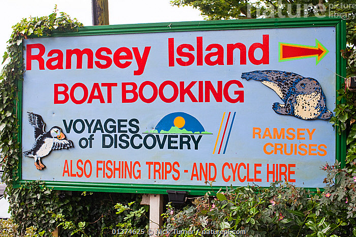 Stock photo of Information sign for Ramsey Island boat trips ...