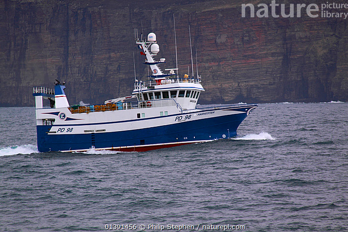 Stock photo of Fishing vessel "Harvester" in the Pentland Firth heading ...