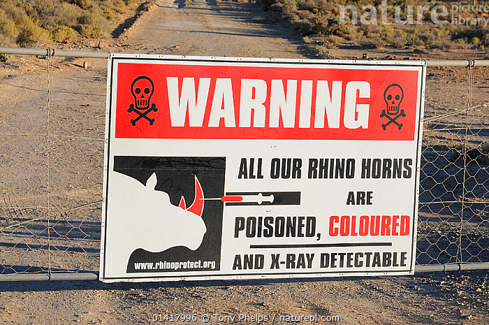 Stock photo of Warning sign explaining that rhino horns within reserve ...