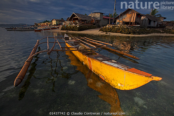 Stock photo of Bangka boat and houses, Bilang Bilangang Island, Danajon ...