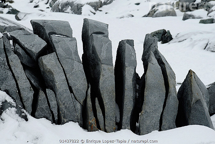 Stock photo of Fissured rock, caused by ice action (a freeze and thaw ...