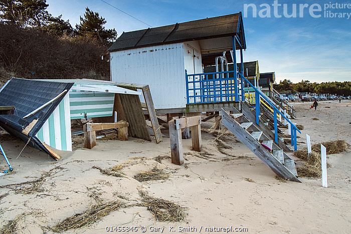 Stock photo of Destroyed and damaged beach huts after the 6th December ...