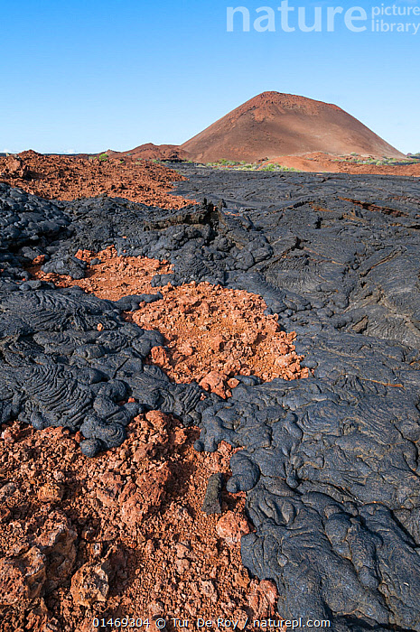 Stock photo of Pahoehoe lava flow overlapping older volcanic spatter ...