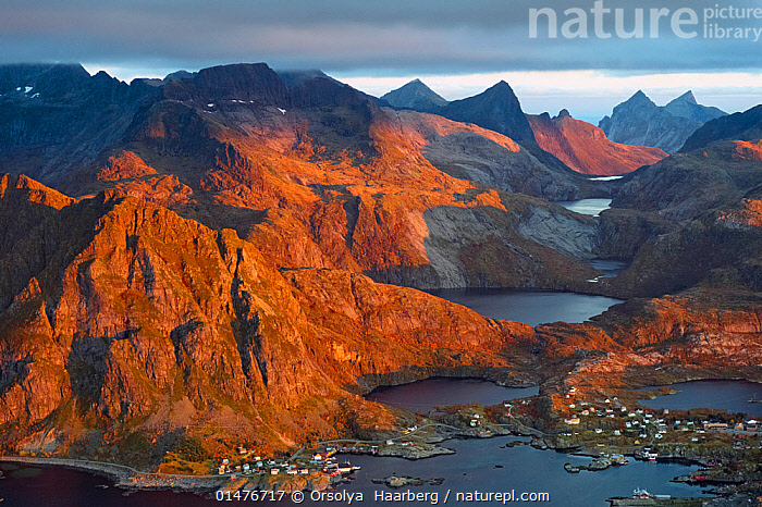 Stock photo of Aerial view of Tind village viewed from east. Lakes ...