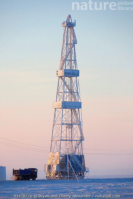 Stock photo of A drilling derrick near Sabetta, South Tambey Gas field ...