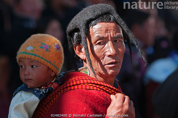 Stock photo of Man in traditional Monpa tribe dress (typical head dress ...