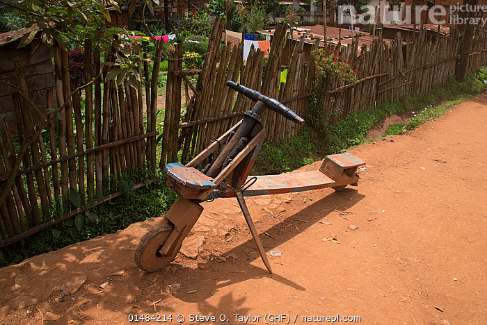 Stock photo of Wooden scooter called a 'tshukudu' for transporting ...