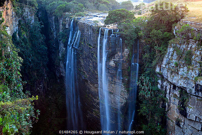 Stock photo of Waterfall over deep, narrow gorge. Magwa Falls ...