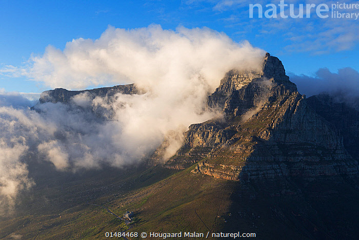 Stock photo of Table Mountain shrouded in misty cloud, Cape Town, South ...
