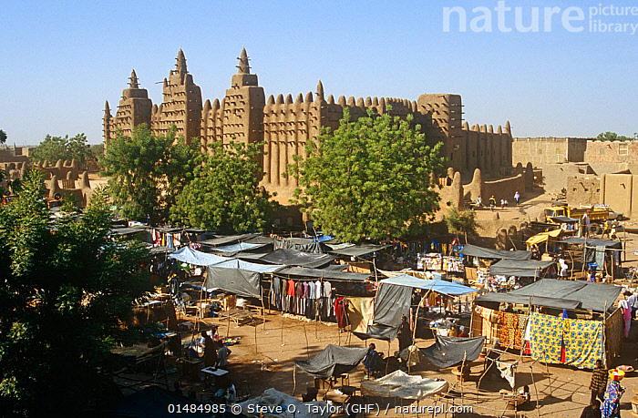 Stock photo of View of Djenne-Djeno mosque and market. Mali, 2005-2006 ...