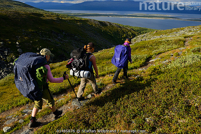Stock photo of Woman and two teenage girls on hiking trip, on the ...