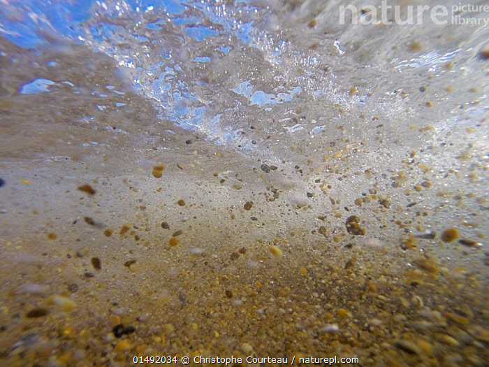 Stock photo of Underwater view of sand stirred up by waves along the ...