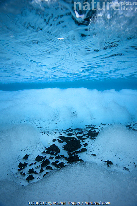 Stock photo of Underwater view of meltwater channels and ponds, with ...
