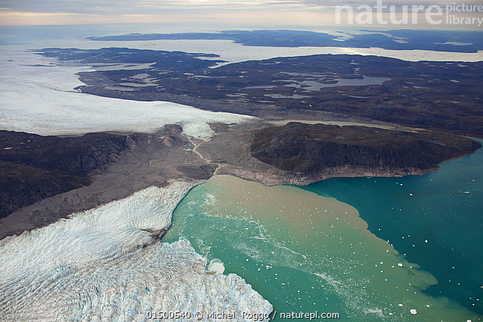 Stock photo of Aerial view of the Sermeq Kujalleq Glacier or Jakobshavn ...
