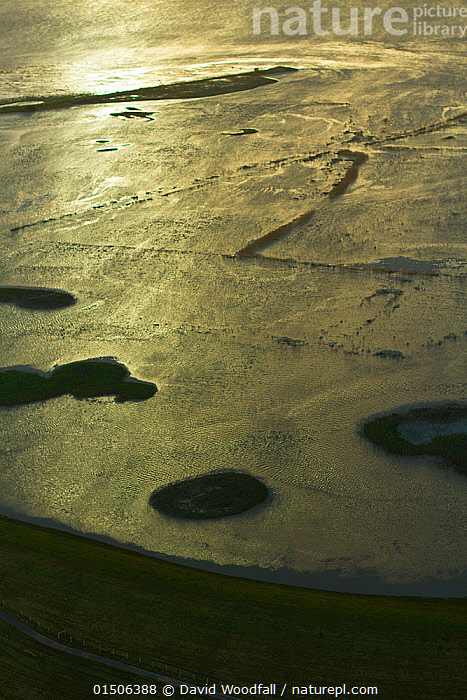 Stock photo of Aerial view of Steart Marshes Wildfowl and Wetland Trust ...