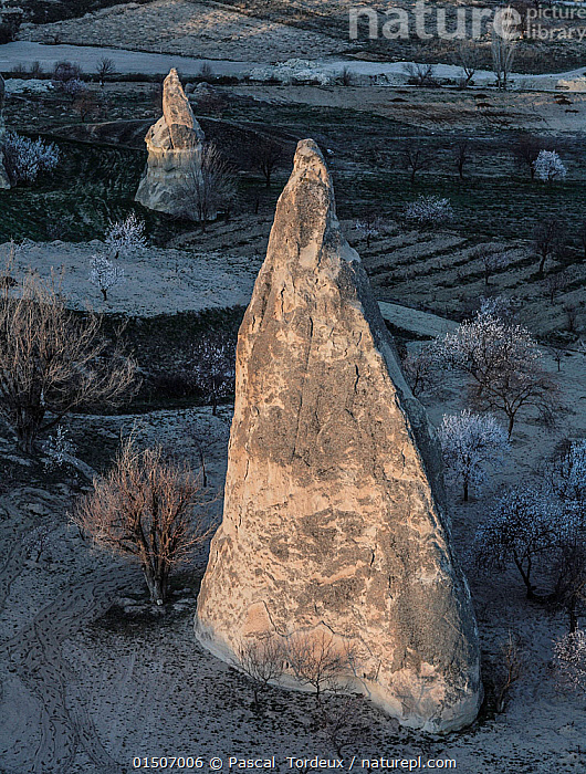 Stock photo of Aerial view of large rock formations, Goreme, Cappadocia ...